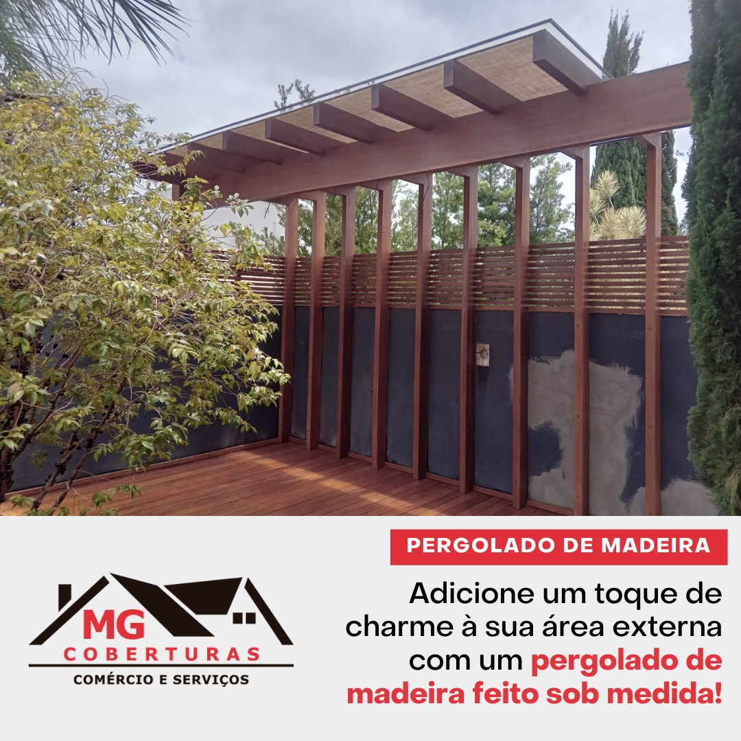 Pergolado de madeira para área externa - MG Coberturas